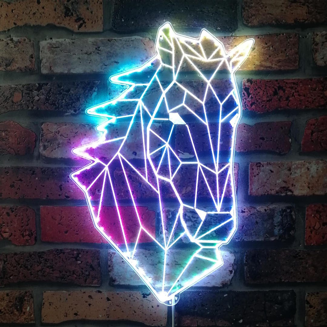 Horse Head Geometric RGB Dynamic Glam LED Sign - Cut-to-edge Shape ...