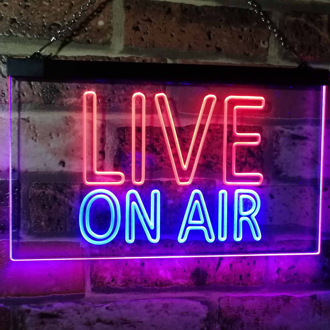 On Air Live Recording Studio Video Room Dual Color LED Neon Sign St6 ...