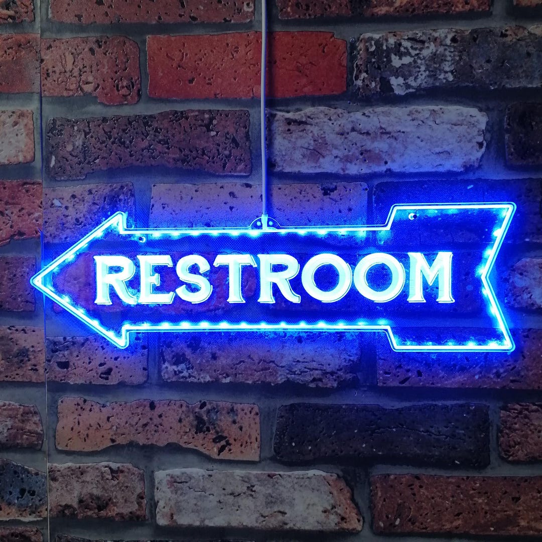 Restroom Arrow Left Vintage Style RGB Dynamic Glam LED Sign - Cut-to ...