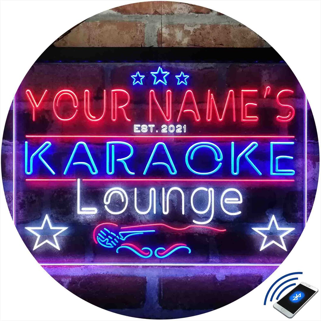 Personalized Karoke Lounge Home Bar Tri-color LED Neon Light Sign, a ...