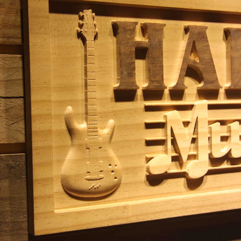 Wpa0243 Name Personalized MUSIC PUB Guitar Room Band Gifts Wood ...