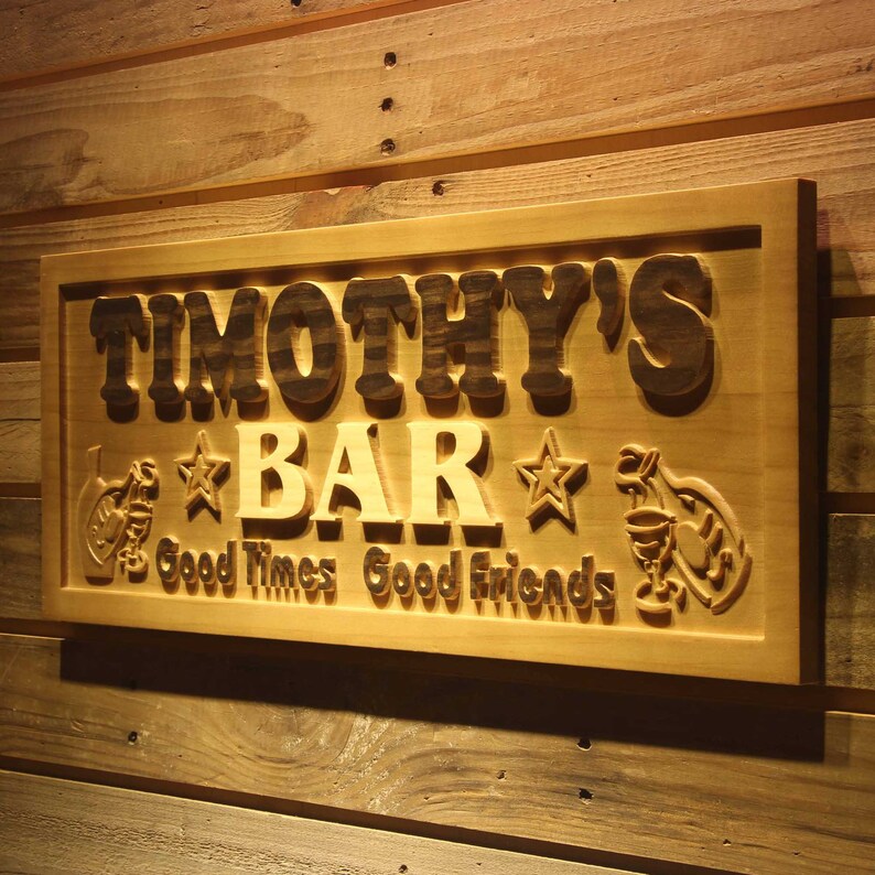 Wpa0236 Name Personalized BAR Stars Good Times Good Friends Wood ...