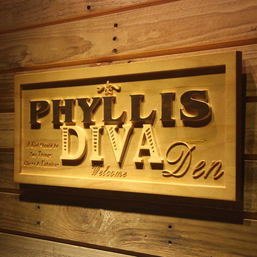 Wpa0193 Name Personalized DIVA DEN Girl Studio Room Decoration Wood ...