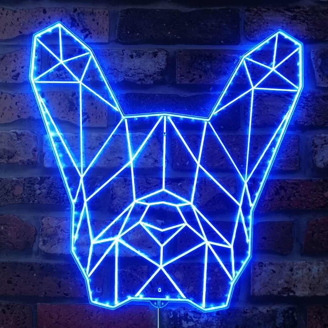 French Bulldog Geometric Dog RGB Dynamic Glam LED Sign Cut-to-edge ...