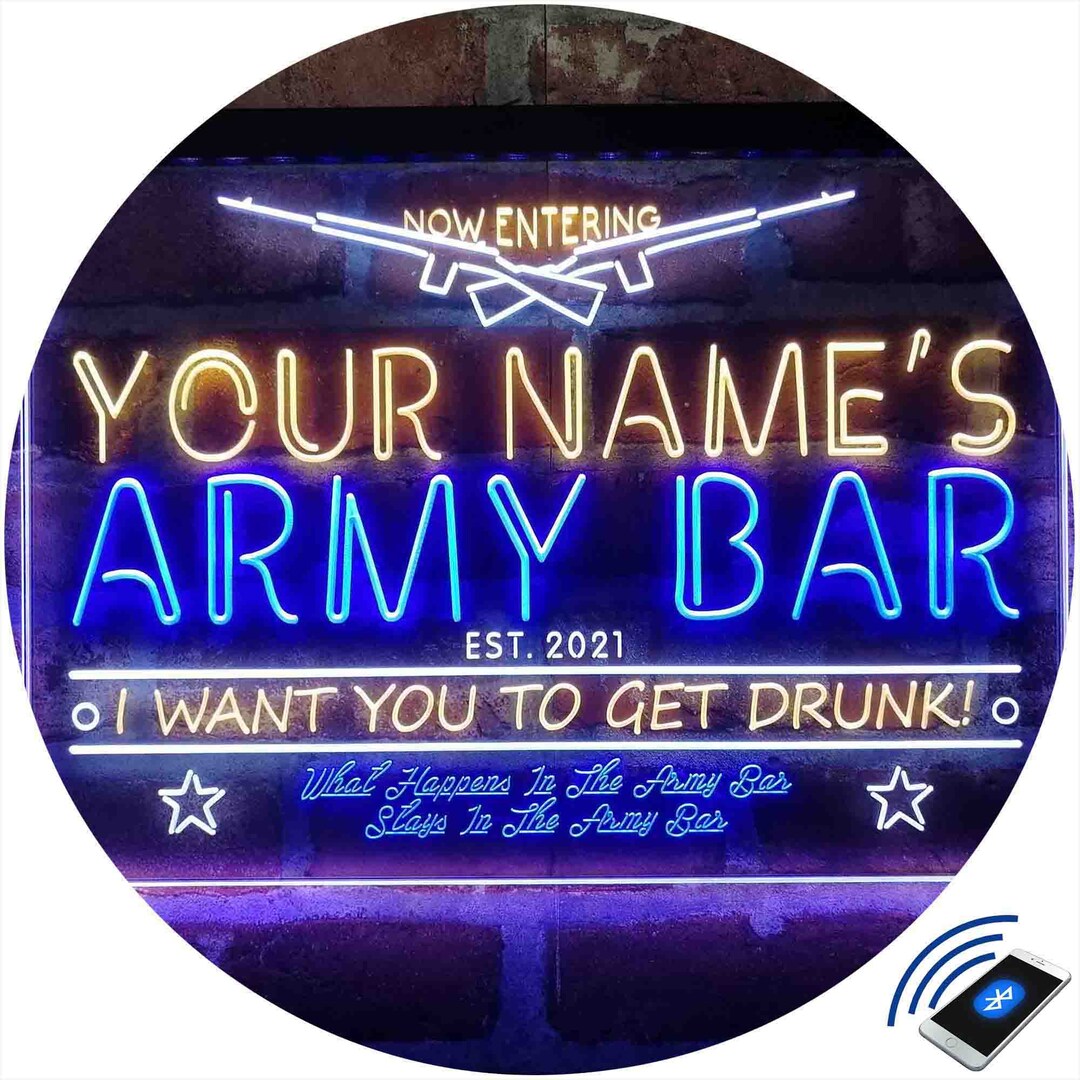 Personalized Army Bar Home Bar Tri-color LED Neon Light Sign, a Unique ...