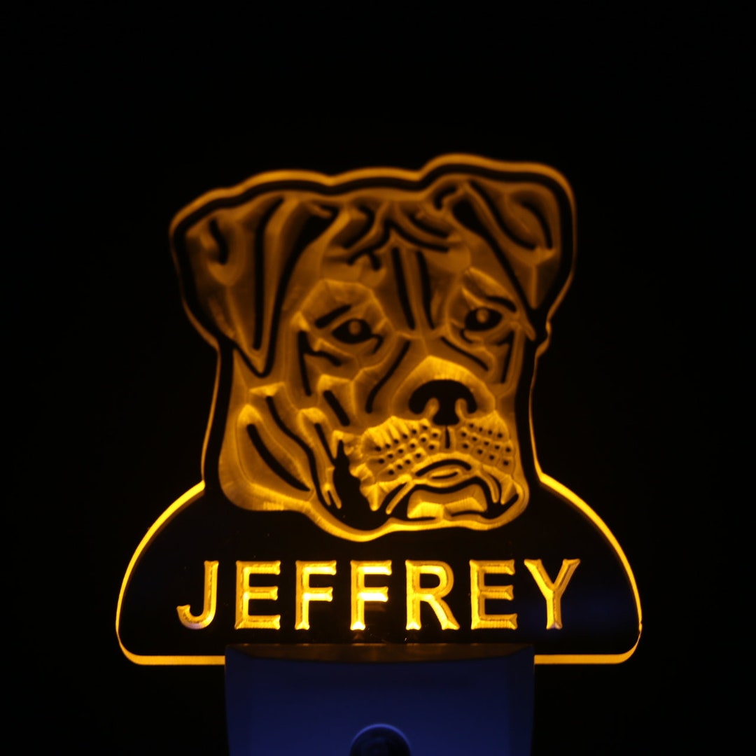 American Bulldog Personalized Night Light Name Day/ Night Sensor LED ...