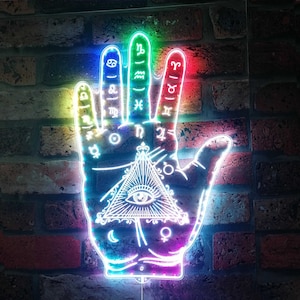 Palmistry Hand Psychic Magic Eye Alchemy RGB Dynamic Glam LED Sign ...