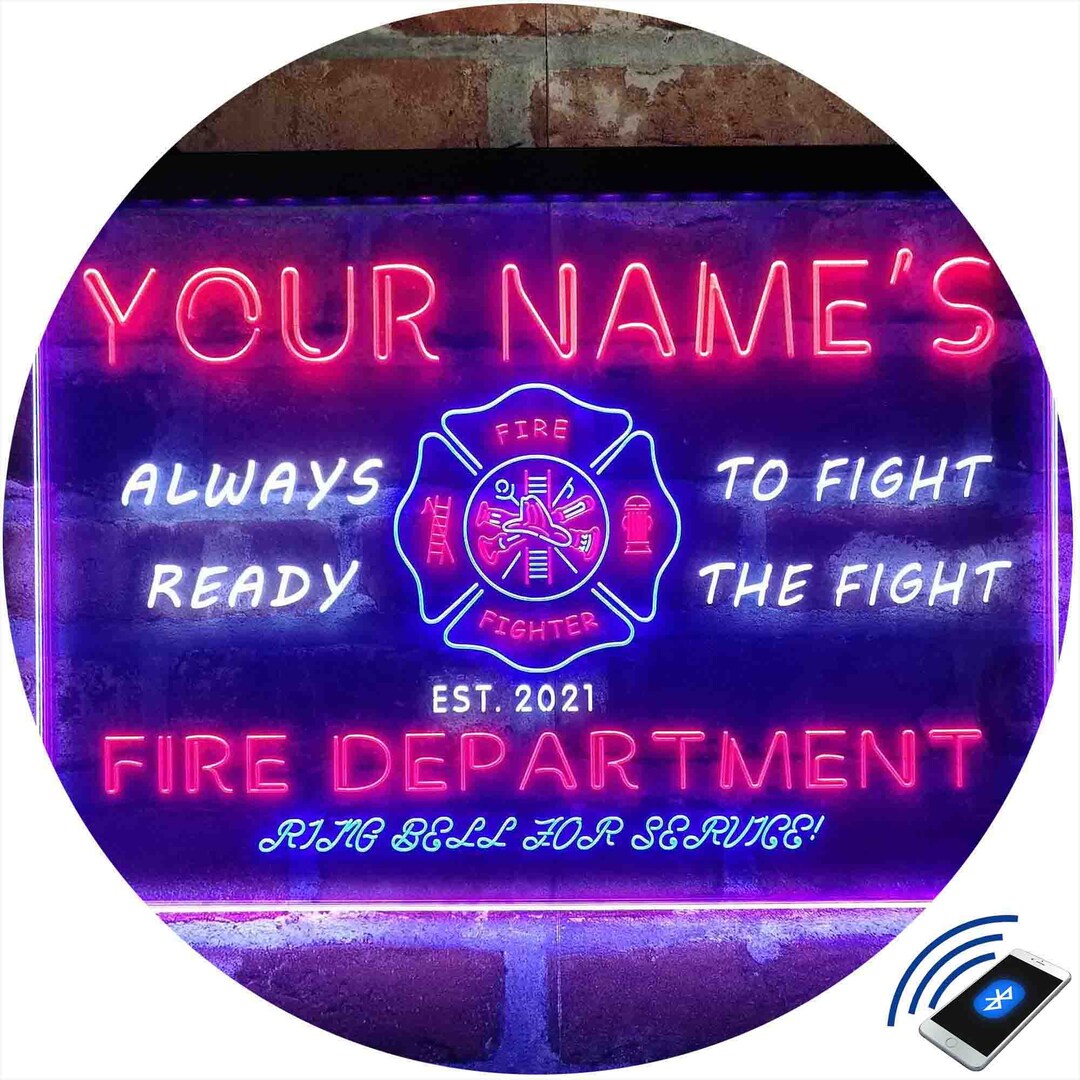 Personalized Fire Department Home Bar Tri-color LED Neon Light Sign ...