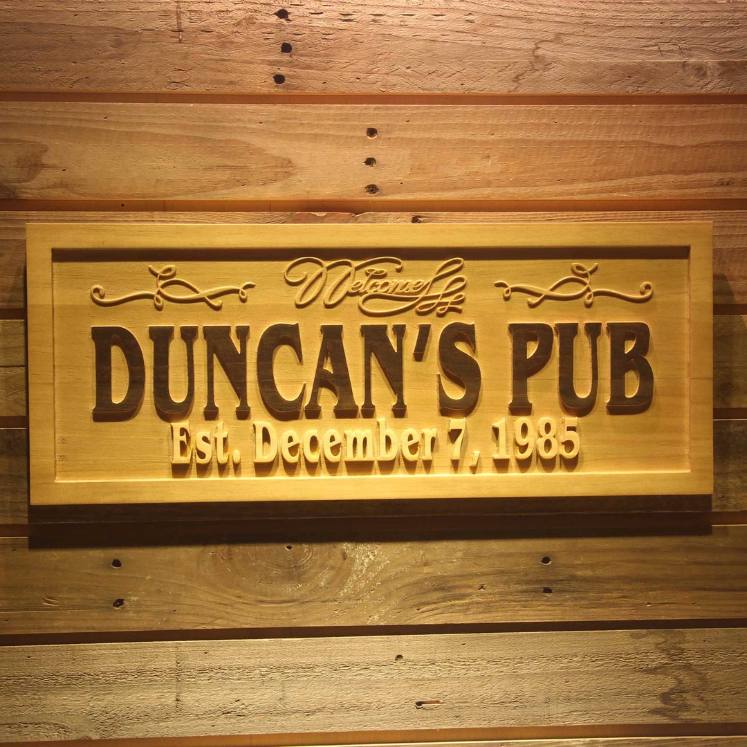 Wpa0161 Name Personalized PUB HOME BAR With Established Date Wood ...