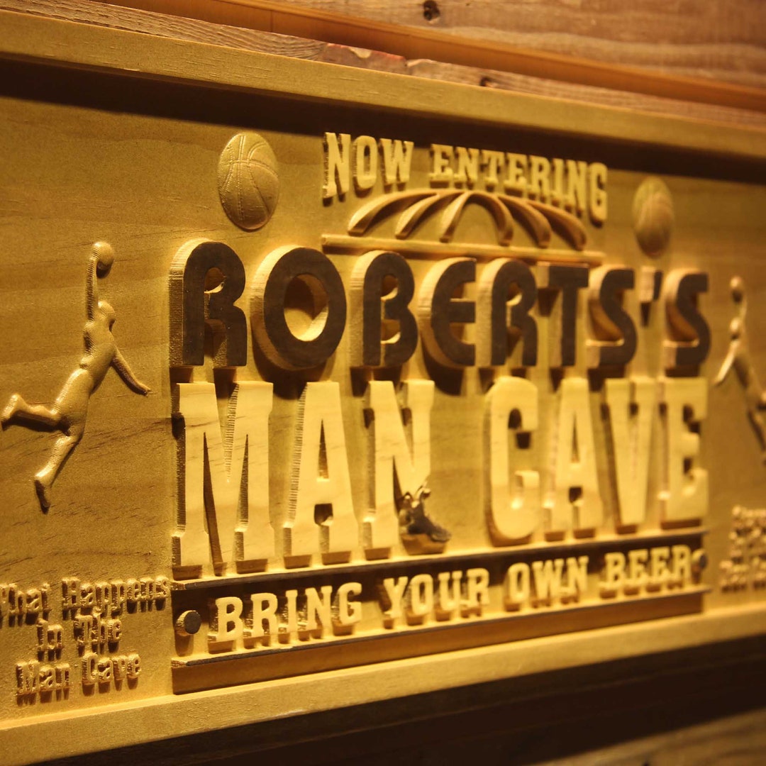 Wpa0109 Name Personalized Basketball Man Cave Beer Bar Wood Engraved ...