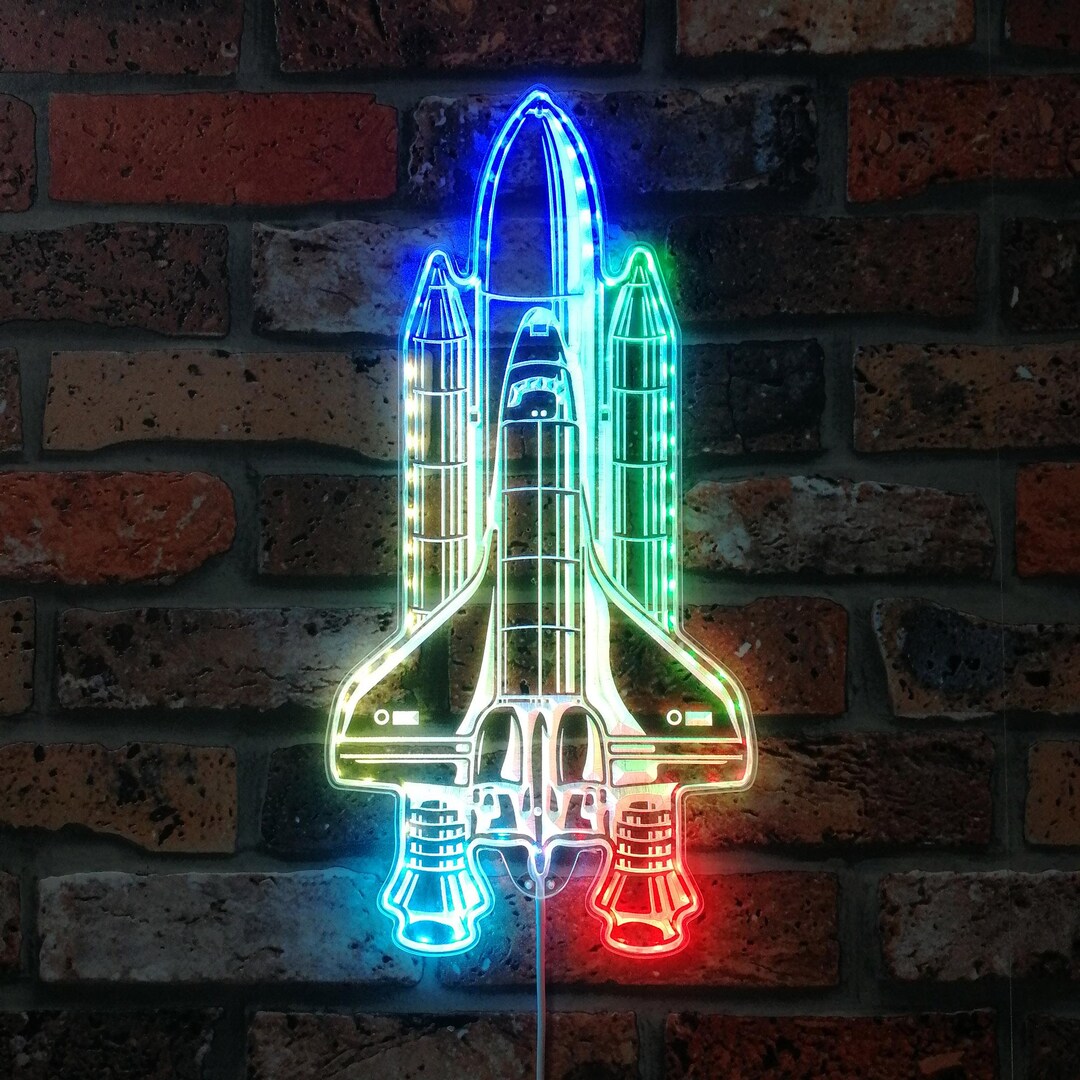 Space Shuttle Rocket Spacecraft RGB Dynamic Glam LED Sign Cut-to-edge ...
