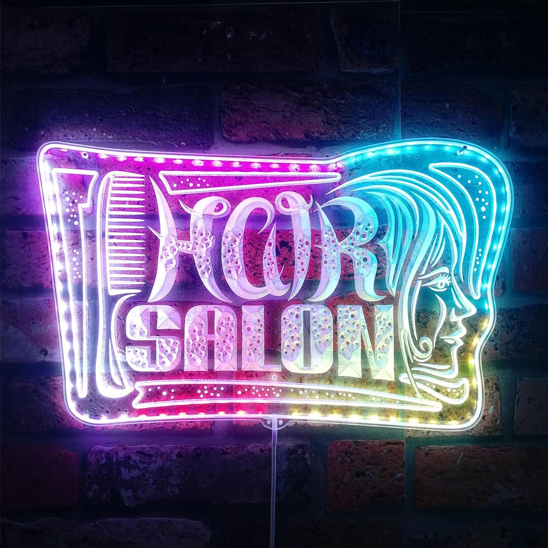 Lady Woman Face Hair Salon RGB Dynamic Glam LED Sign - Cut-to-edge ...