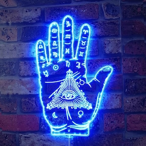Palmistry Hand Psychic Magic Eye Alchemy RGB Dynamic Glam LED Sign ...