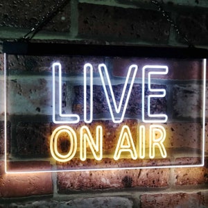 On Air Live Recording Studio Video Room Dual Color LED Neon Sign St6 ...