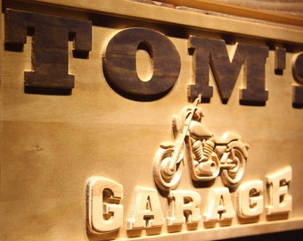 Personalized Motorcycle Garage Wood Sign Rustic Hand Made - Etsy