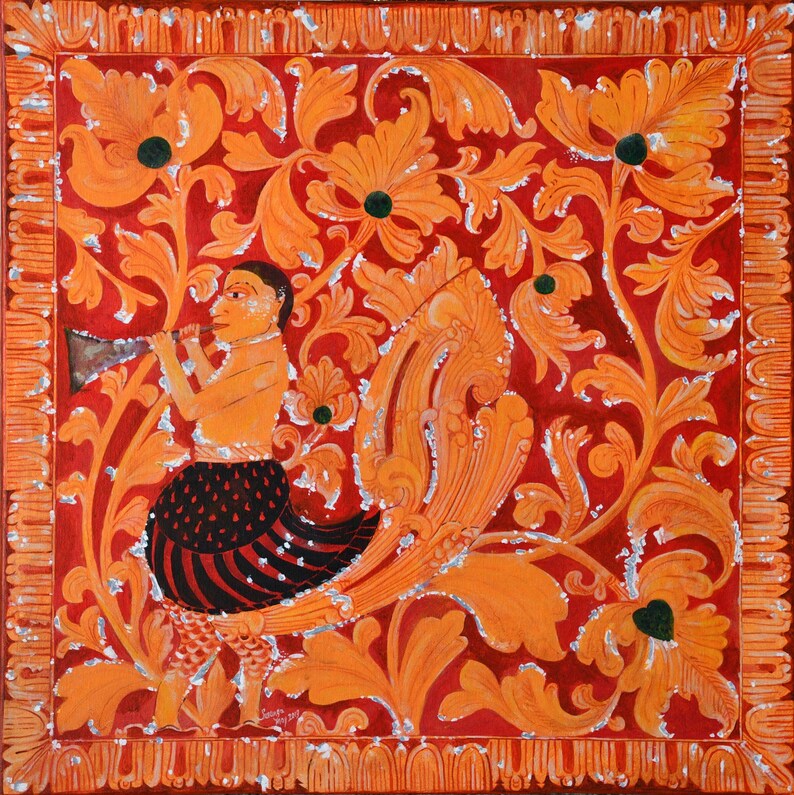 Sri Lankan Traditional Painting - "kinnara" 2 Paintings - Etsy