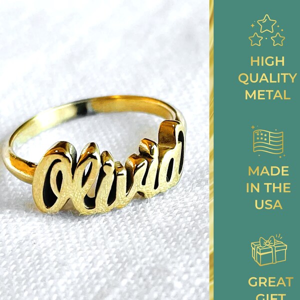 Cursive Name Ring - Etsy