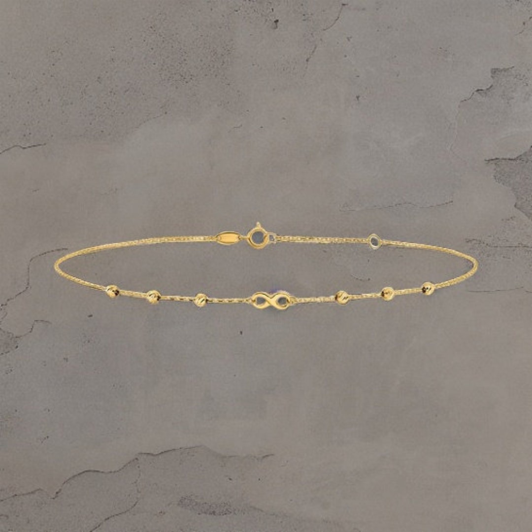 14k Yellow Gold Infinity Symbol 10in Plus 1in Ext. Anklet / 14k ...