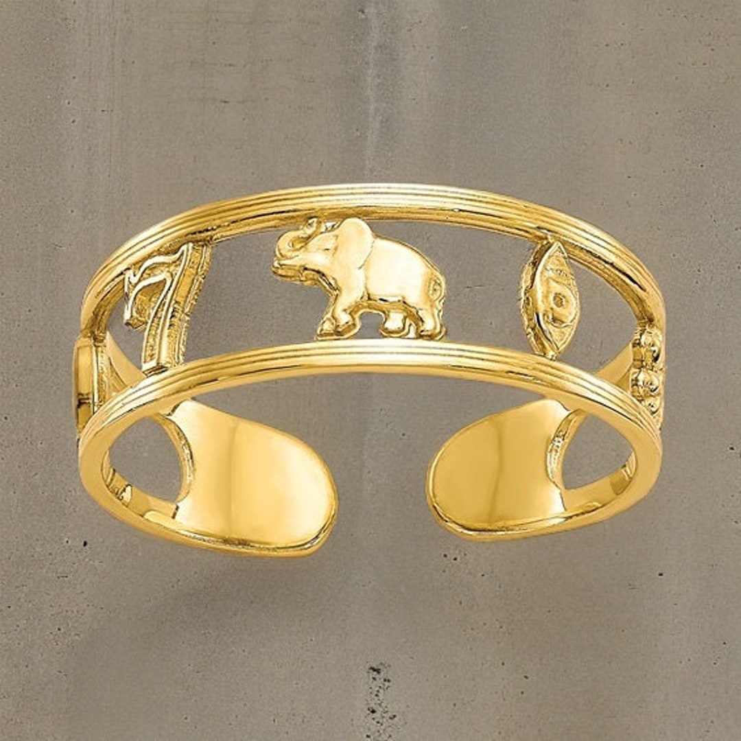 10k Lucky Yellow Gold Solid Toe Ring 5mm Band Gift Box Included Made in ...