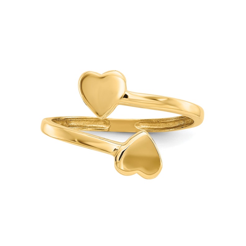 14k Yellow Gold Double Hearts Solid Toe Ring Gold Toe Ring - Etsy