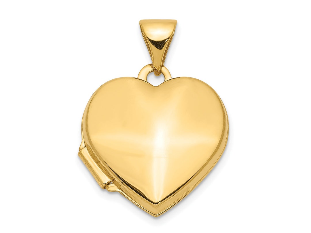 14k Yellow Gold Heart Locket With Necklace Holds 2 Heart - Etsy