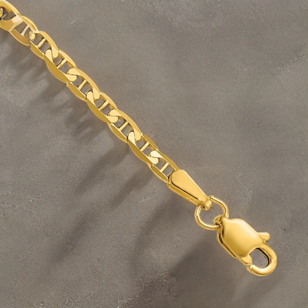 10k Yellow Gold Anchor Chain 2.4mm Chain Width / Gift Box / 7 Inches 26 ...