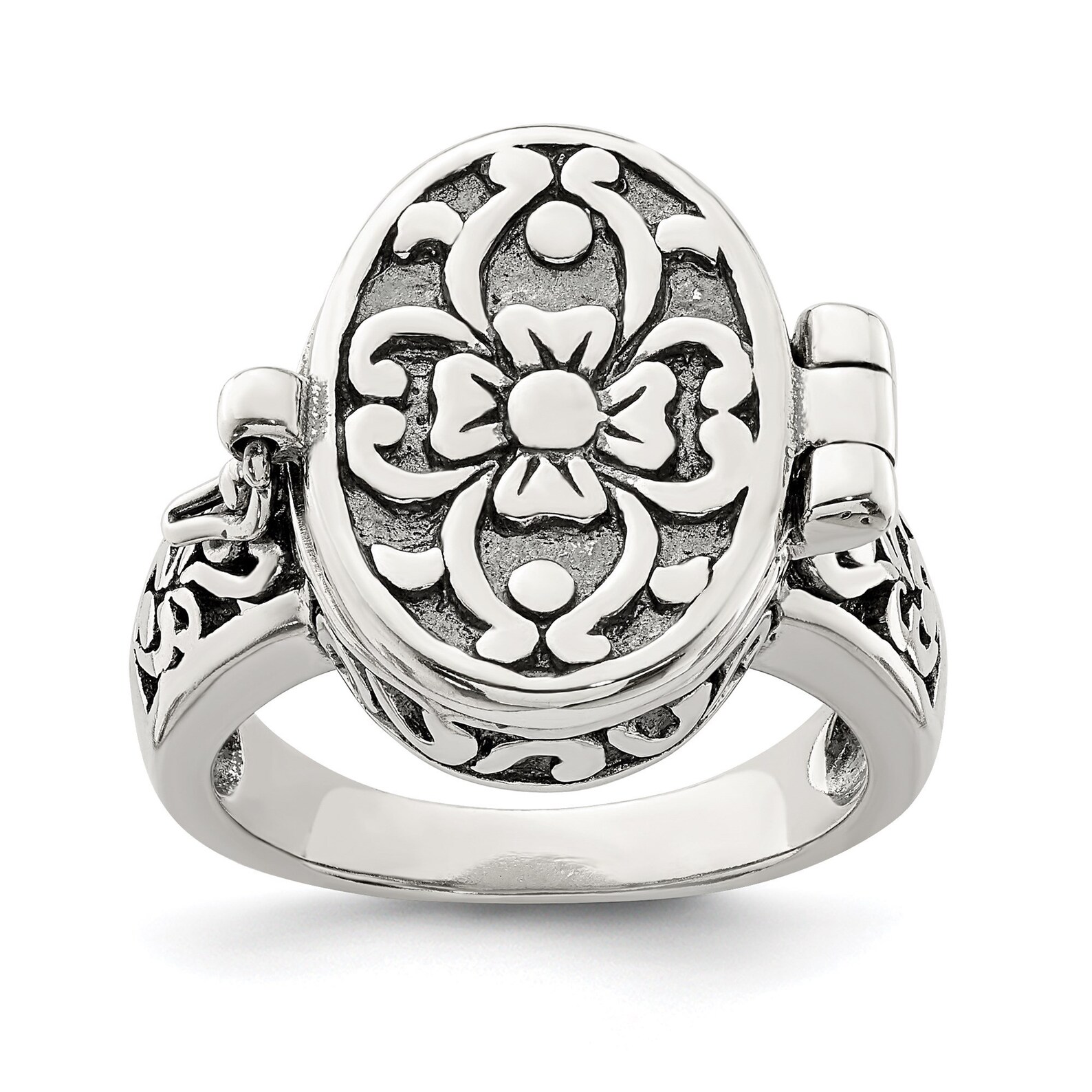 Sterling Silver Antiqued Oval Locket Ring Gift Box Included - Etsy