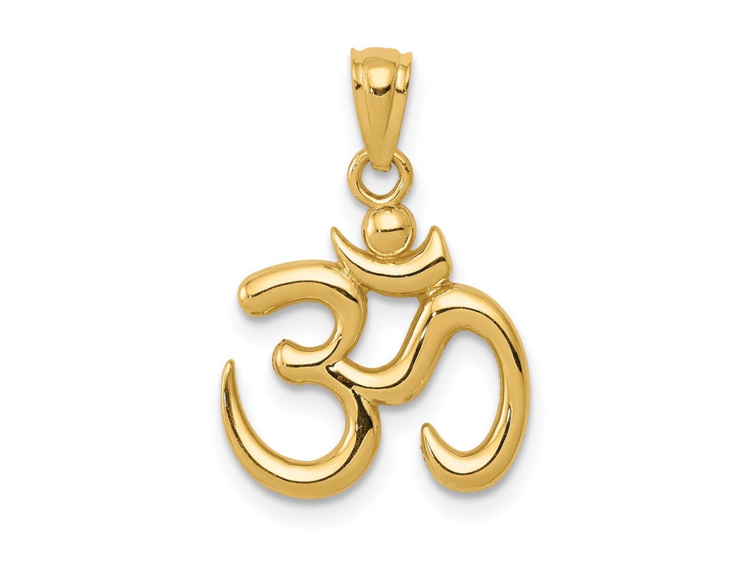 14K Gold Themed Polished Om Symbol Charm Pendant Classic - Etsy