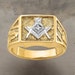 10k Yellow Gold Men's Polished and Textured Diamond Blue Lodge Master ...