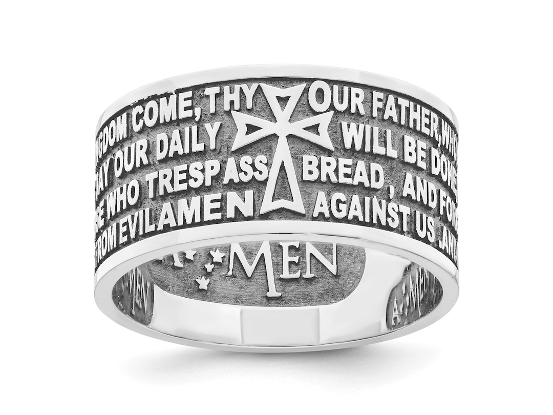 AMEN Sterling Silver Rhodium-plated Lord's Prayer Ring - Etsy