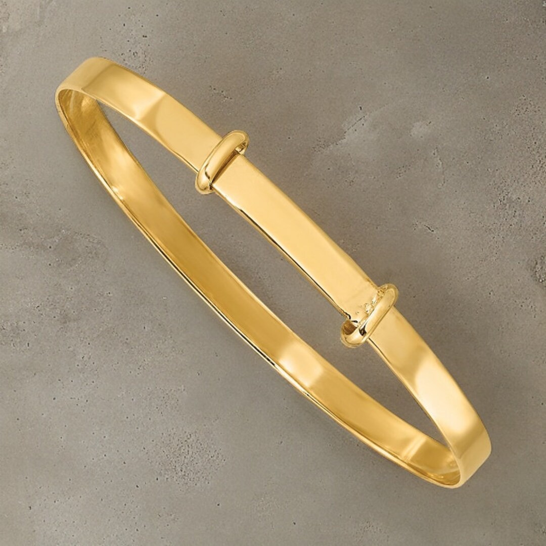 Infant 14k Yellow Gold Bangle Personalized Gold Baby Bracelet Gift Box ...