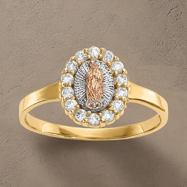 14k Gold Virgin Mary Mexican Ring - Etsy