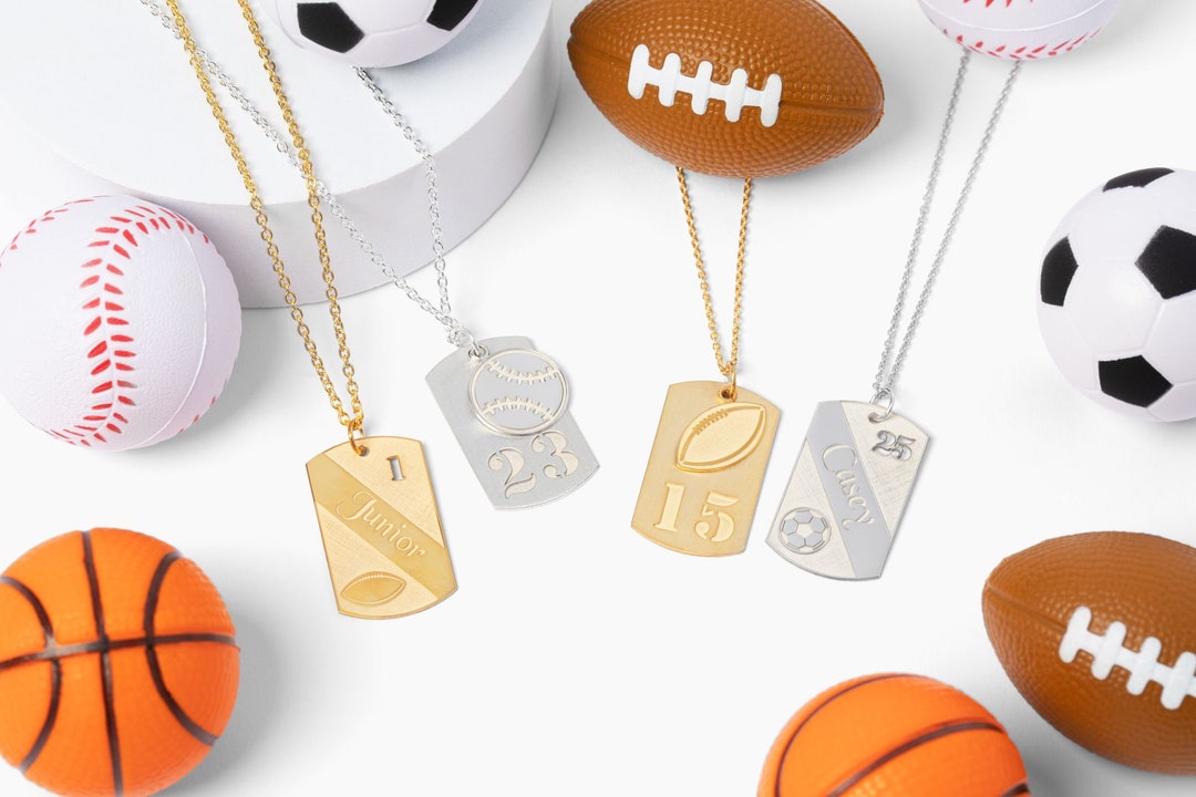 Sports Dog Tag Necklace Football Basketball Baseball Soccer MADE IN USA ...