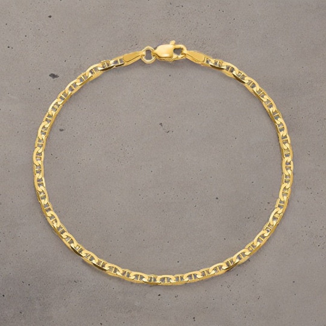 14k Yellow Gold Anchor Chain Anklet 2.4mm Gold Ankle Bracelet Gift Box ...