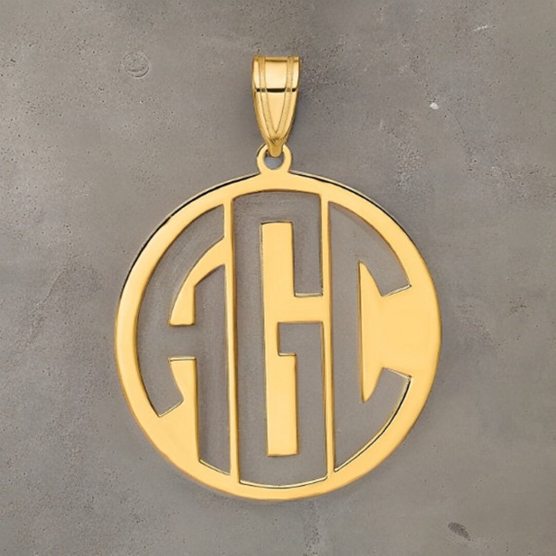 Circle Block Monogram Pendant Necklace Available in Sterling Silver ...