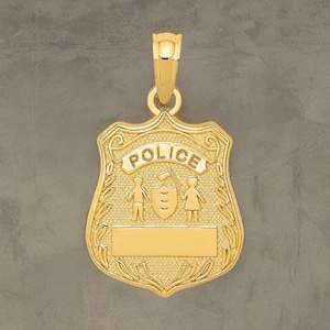 14K Yellow Gold Police Badge Pendant / Gift Box Included /police Charm ...