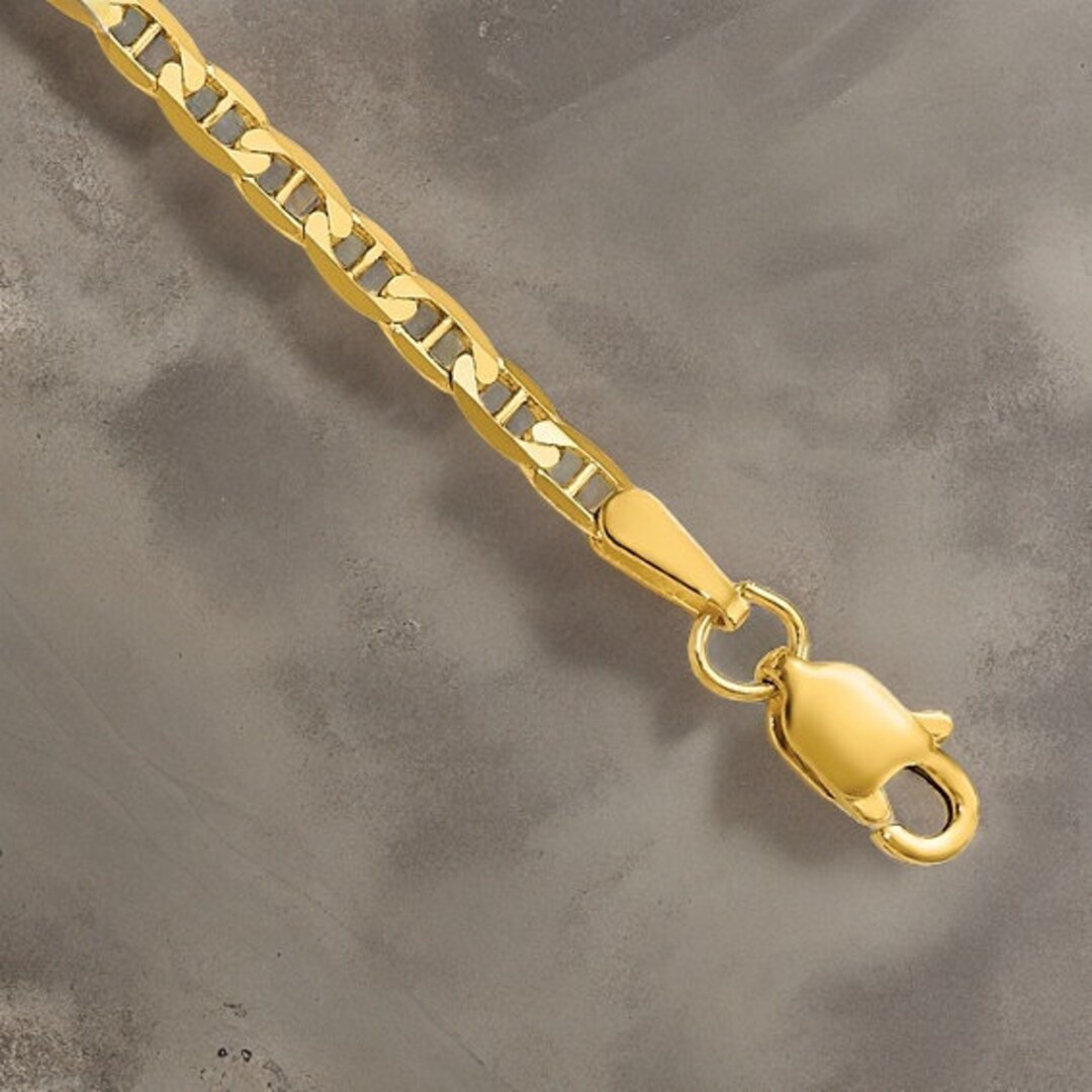 Solid 10k Yellow Gold Anchor Chain Anklet 1.1mm Solid Gold Ankle ...