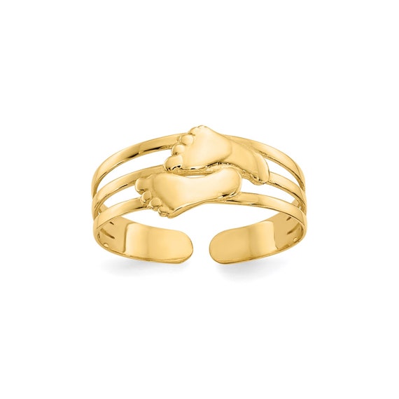 14k Yellow Gold Bare Feet Toe Ring 2mm to 6mm Band Gift Box | Etsy