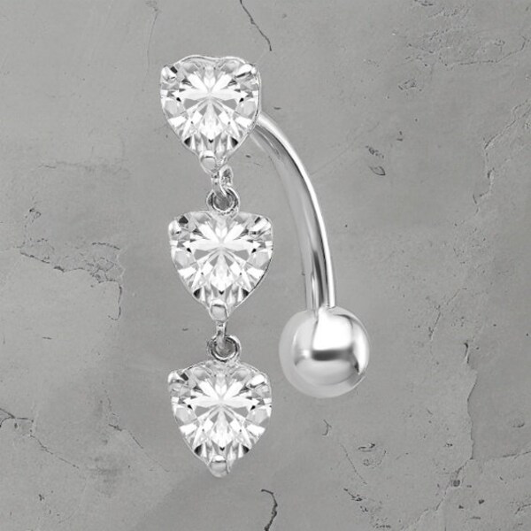 White Gold Belly Ring - Etsy