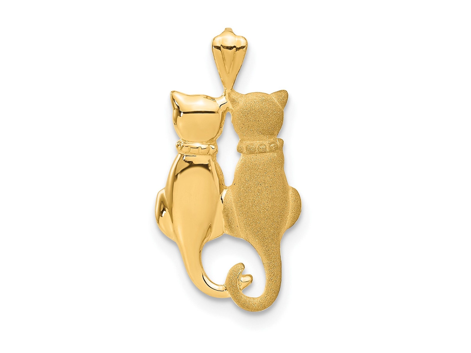 14k Yellow Gold Satin and Polished Cats Pendant / 14k Cats - Etsy