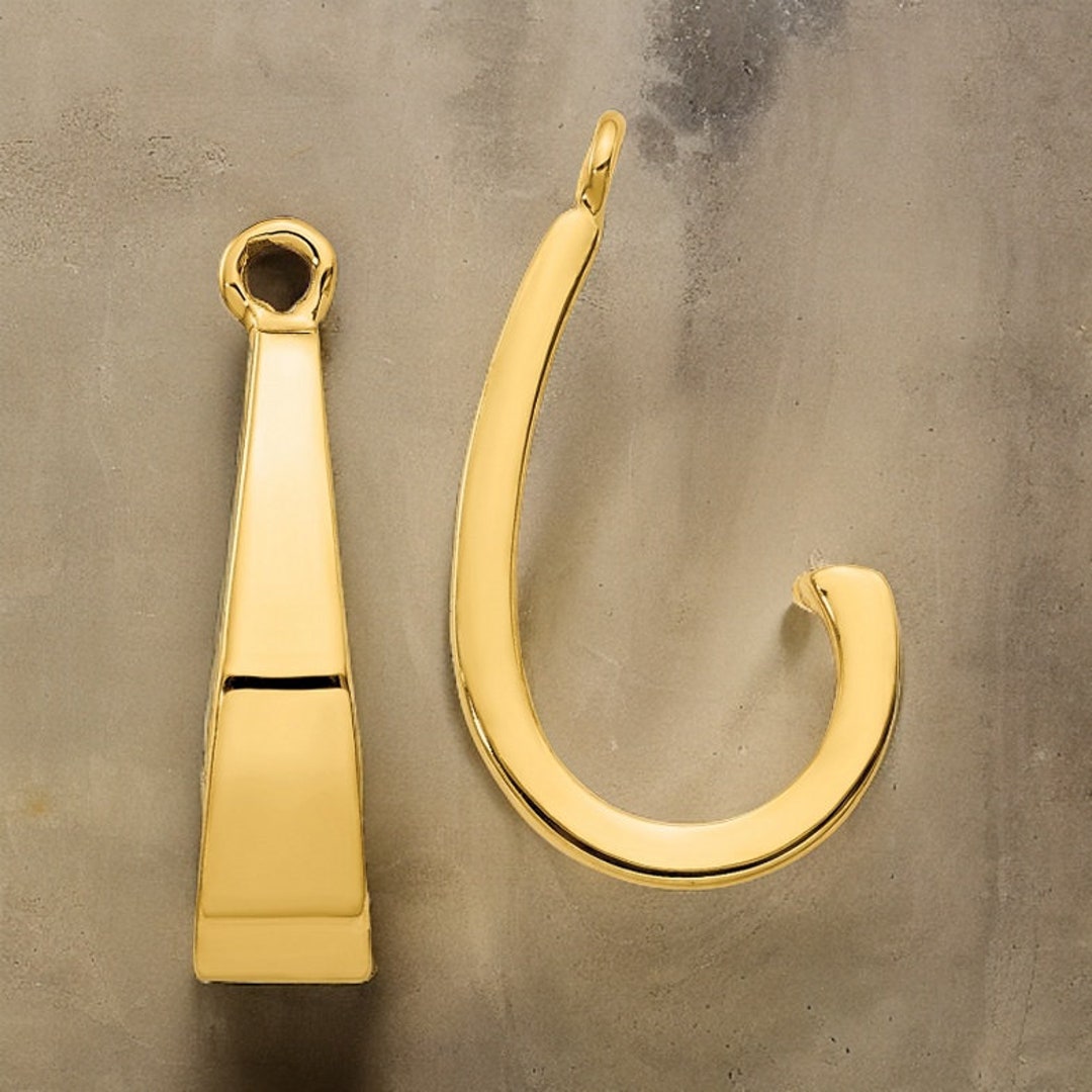 J-hoop 14K Yellow Gold Polished J-hoop Earring Jackets Hollow Design ...
