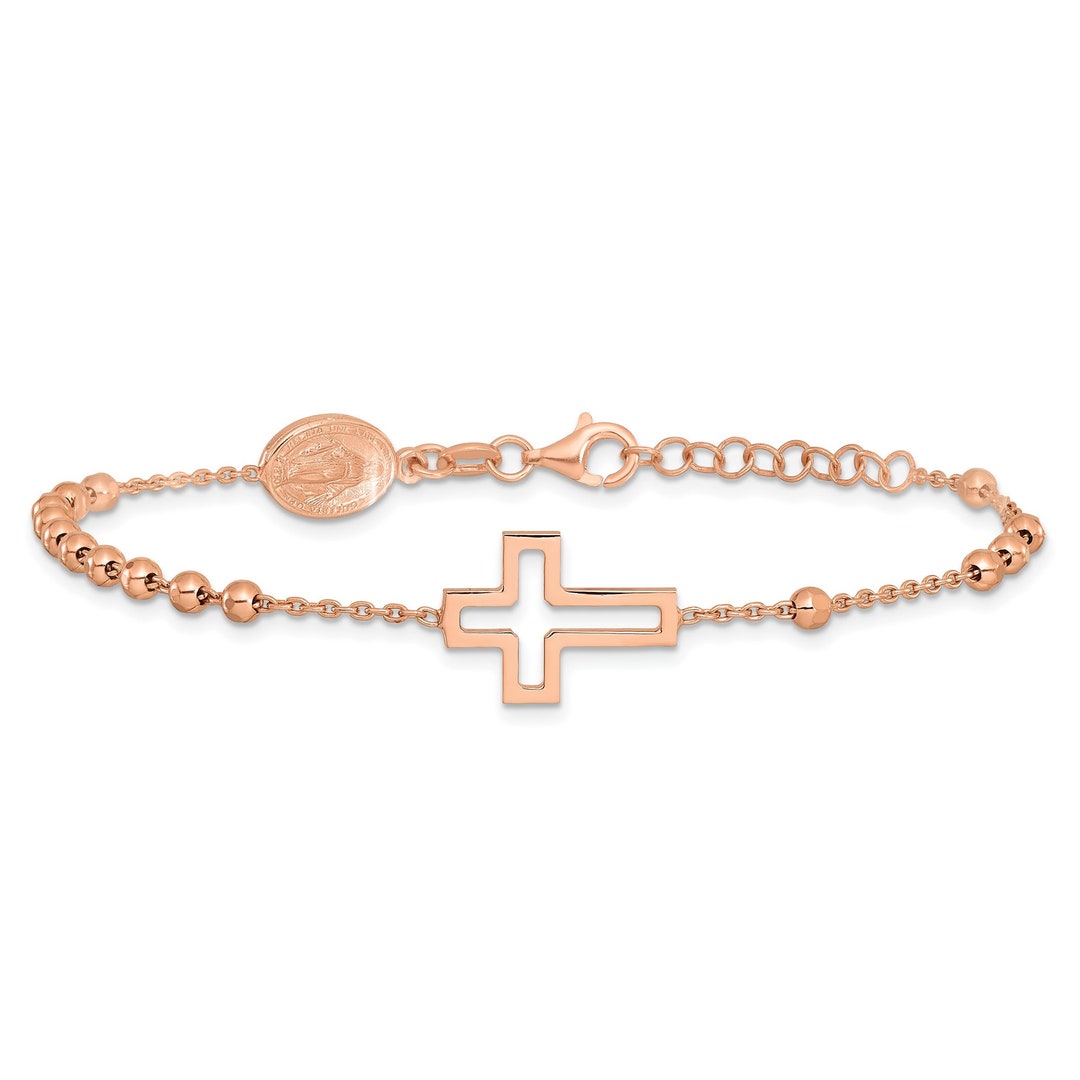 Rose Gold Polished Cross Rosary Cross 7in With 1in Ext. - Etsy