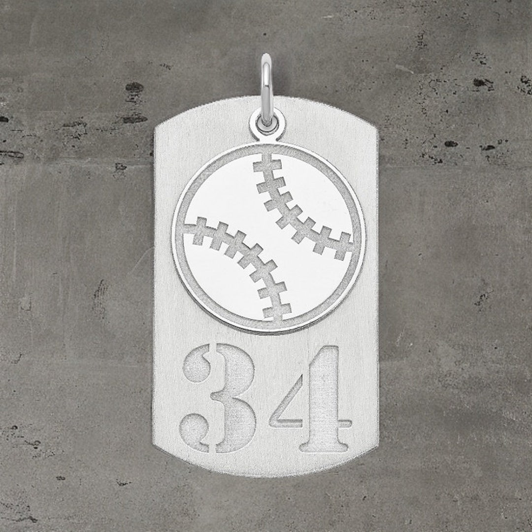 Baseball Dog Tag Necklace MADE IN USA Gold Plated or Sterling Silver W ...