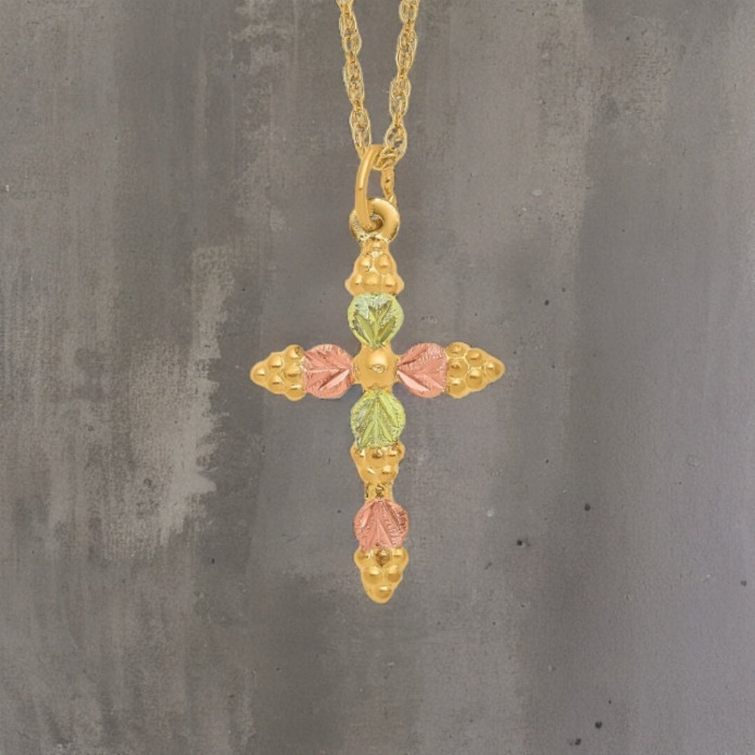 10k Tri-color Gold Cross Necklace Elegant Faith Jewelry Gift Box ...