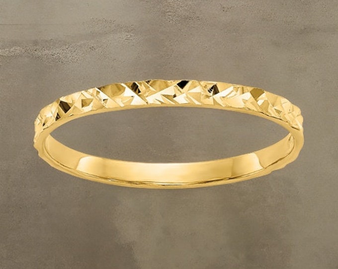 10K Yellow Gold Baby Ring Diamond-cut Design Band / Band Size 1-5 Baby ...