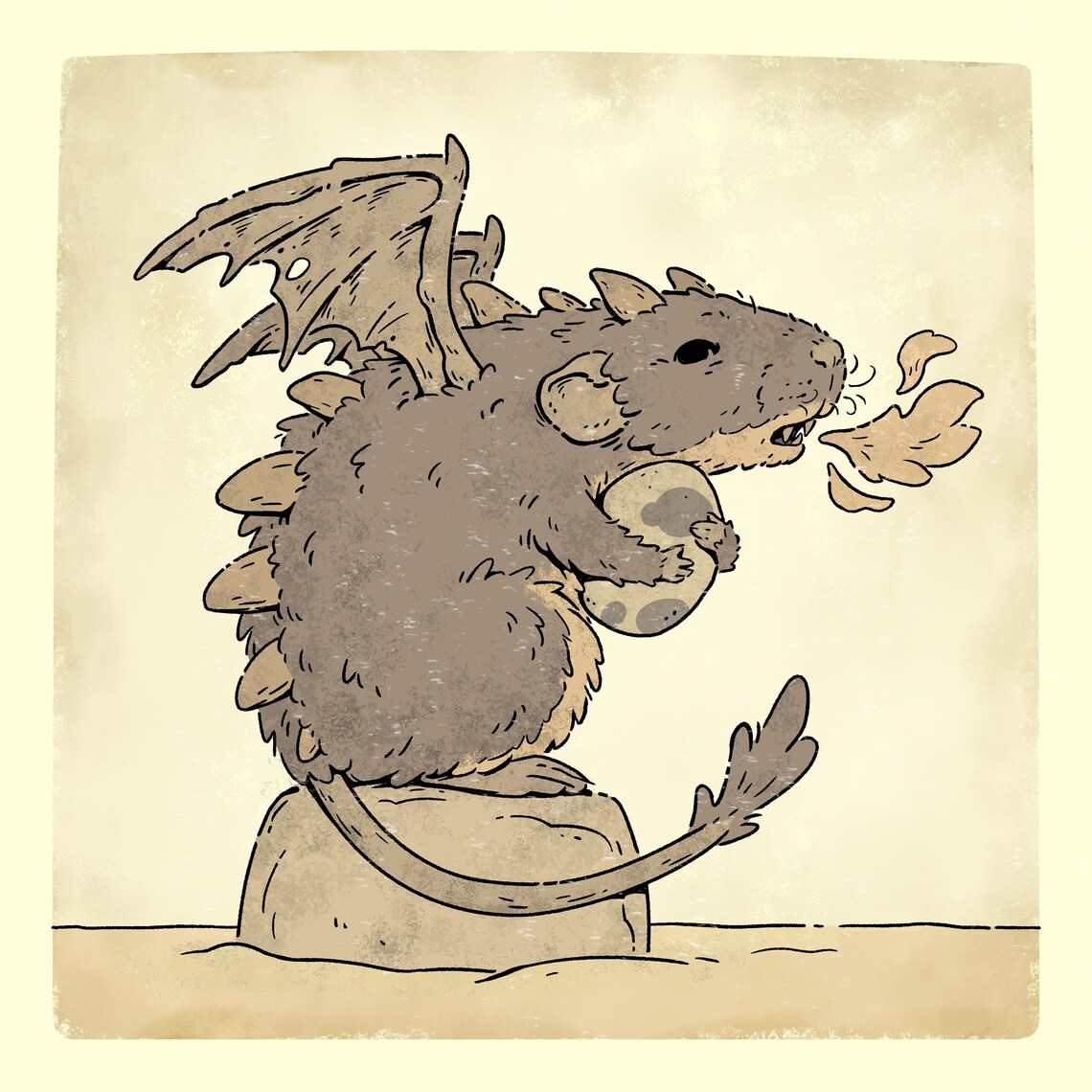 Dragon Rat Art Print 8x8 - Etsy