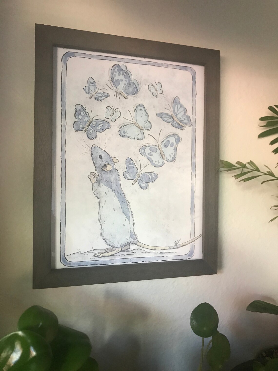 Rat With Butterflies Art Print Whimsical Children's - Etsy