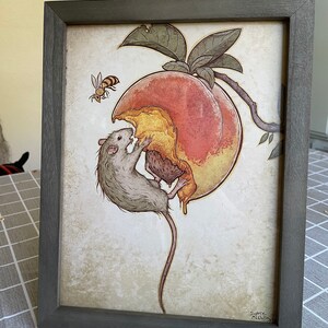 Rat With a Peach- Art Print - Etsy