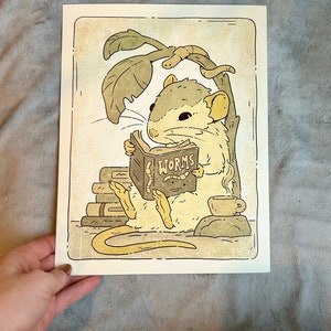 Bookworm Rat Art Print - Etsy