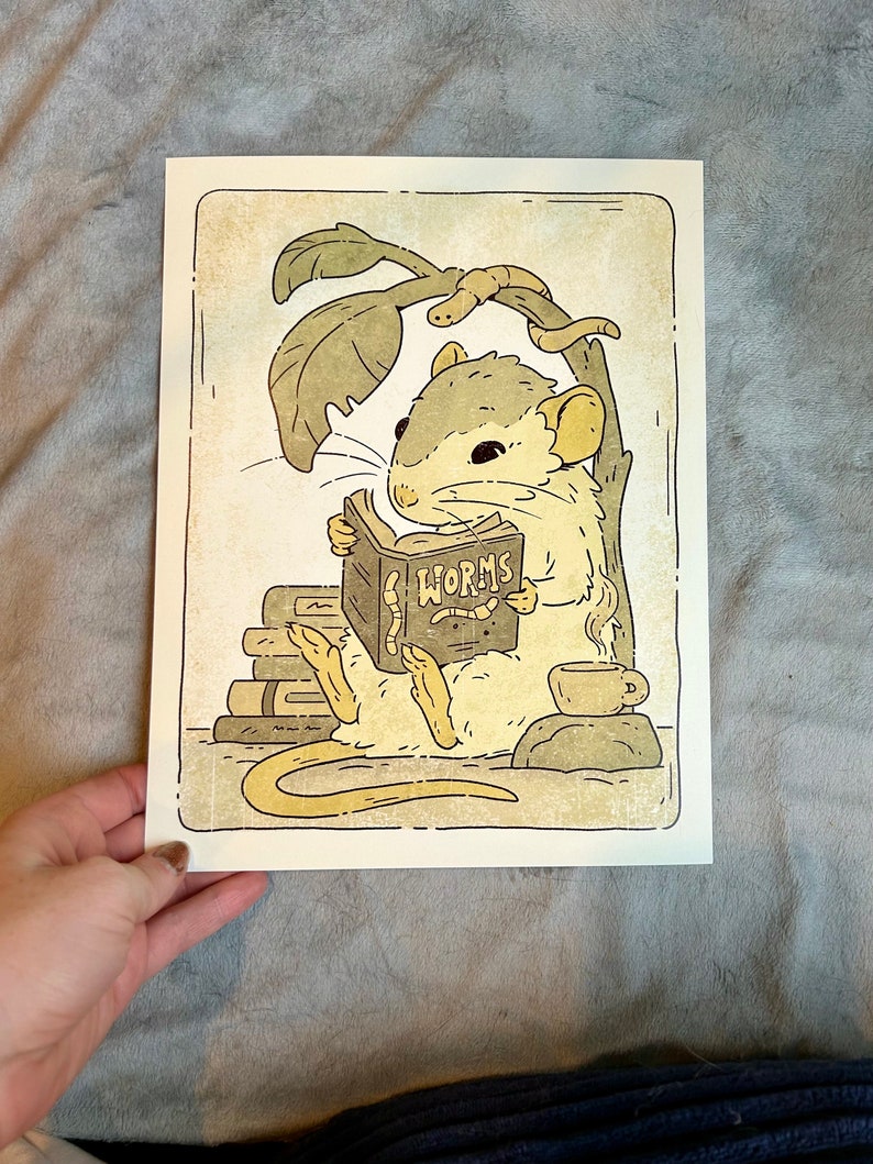 Bookworm Rat Art Print - Etsy
